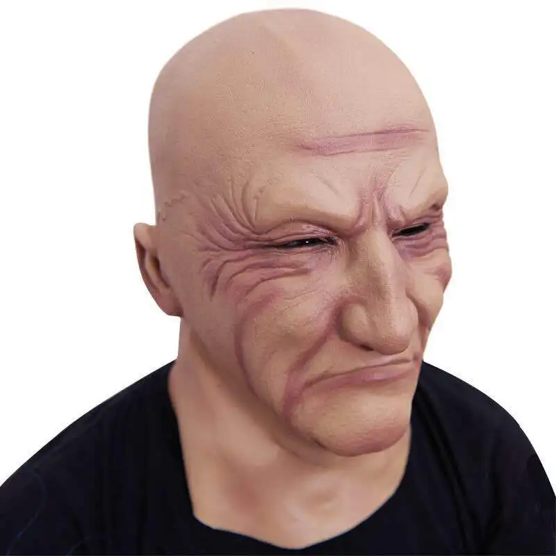 Halloween Scary Horror Triad Boss Funny Latex quan tou tao Old Man Mask ...