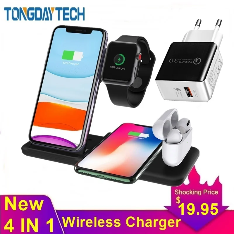 Tongdaytech 4 в 1 Быстрое беспроводное зарядное устройство Qi для ...