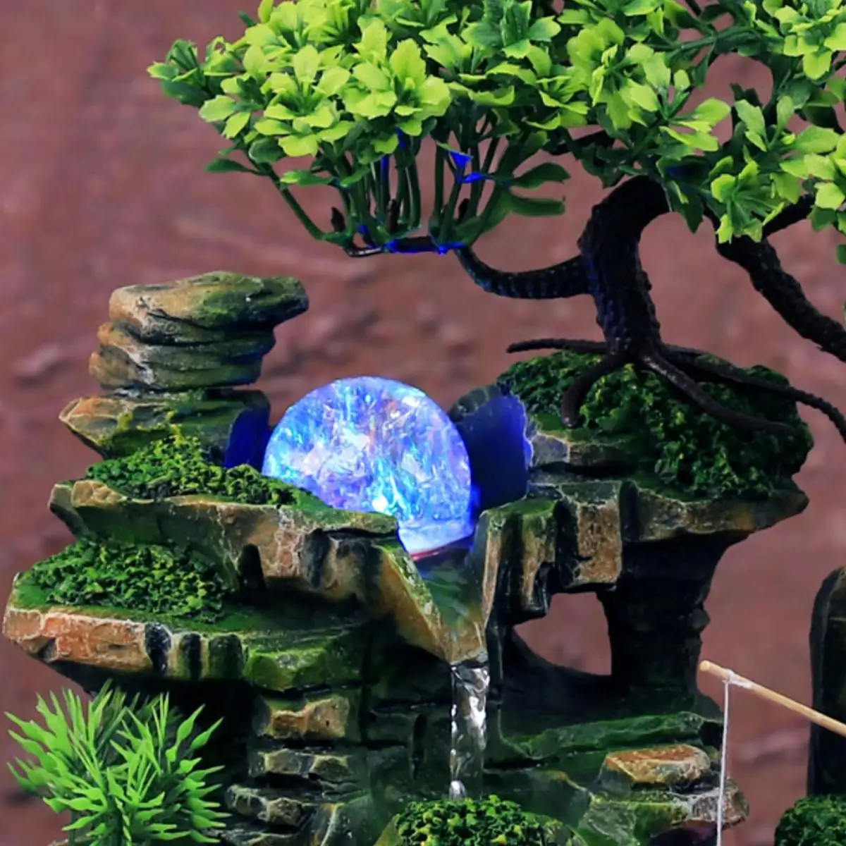 LED Waterfall Statue Indoor Simulation Resin Rockery Desktop Fountain ...