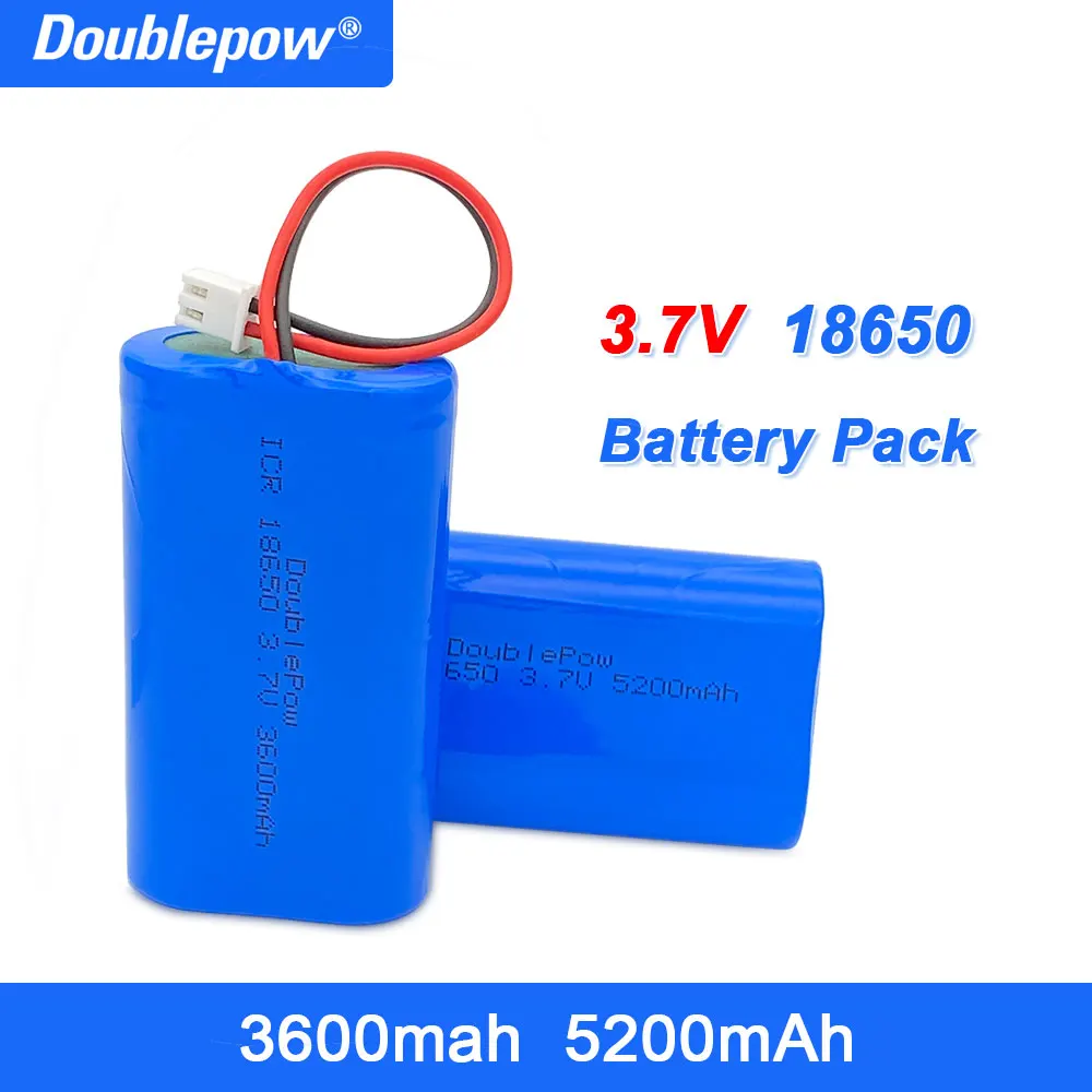 3.7V 18650 Lithium Battery Packs 3600/5200mAh Rechargeable battery ...