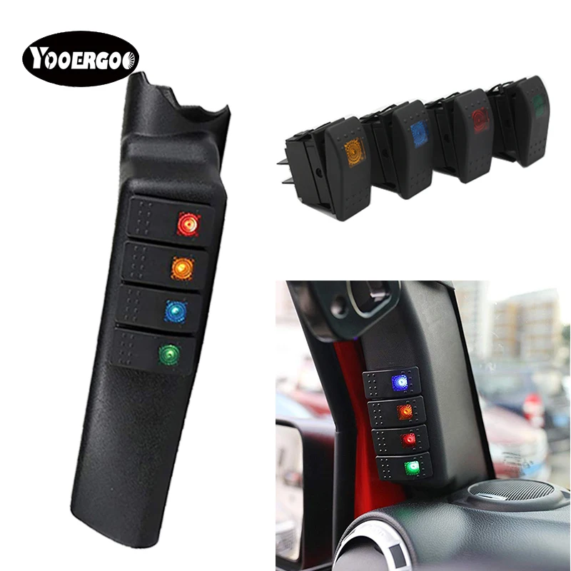 Left-RIGHT-Hand-A-Pillar-Switch-Panel-Pod-Kit-with-4-LED-Boat-Rocker ...