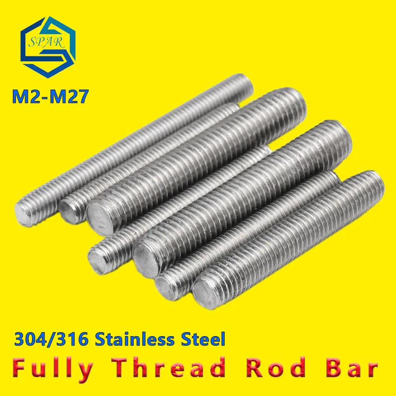Fully-Thread-Rod-Bar-Stud-Wire-Screw-Rod-Threaded-Rod-Fasteners-Silver ...