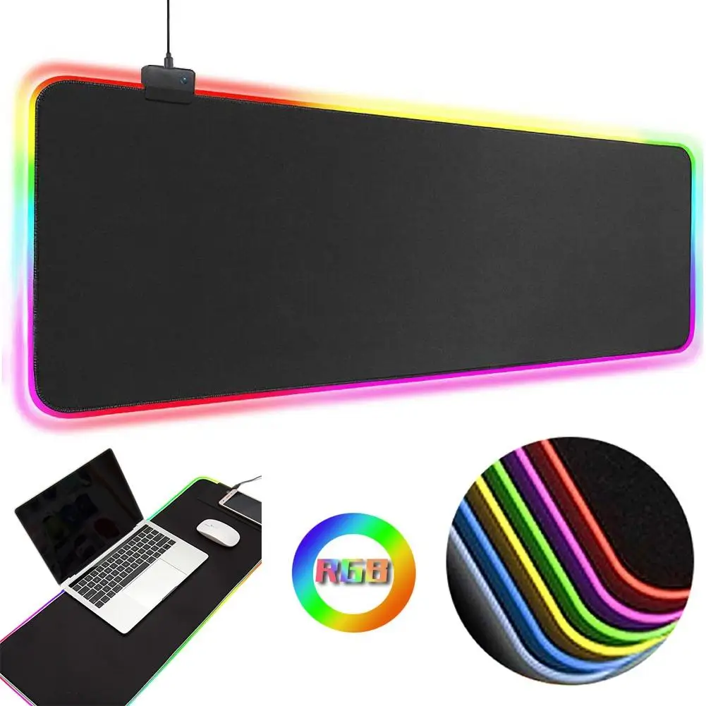Mousepad rgb grande com luz led colorida, tapete grande para teclado e ...