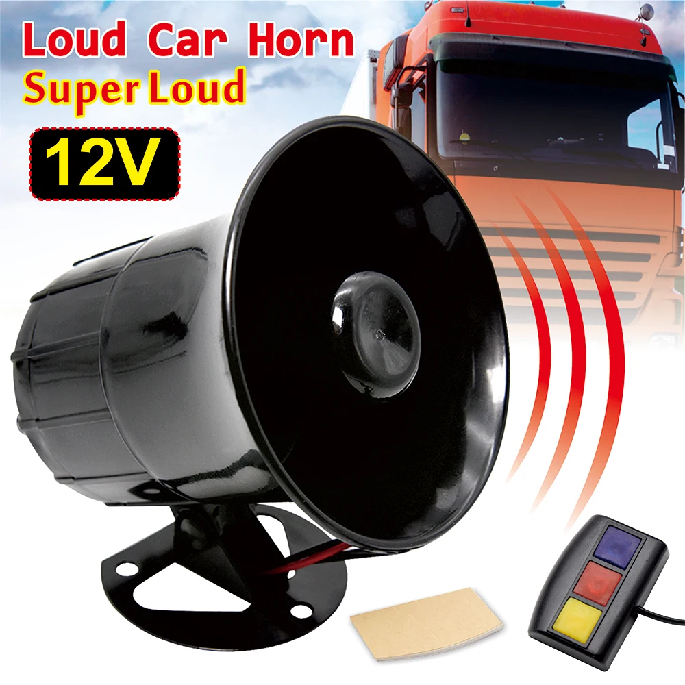 3-Tone-Sound-Loud-Car-Warning-Alarm-Police-Fire-Siren-Air-Bugle-PA ...