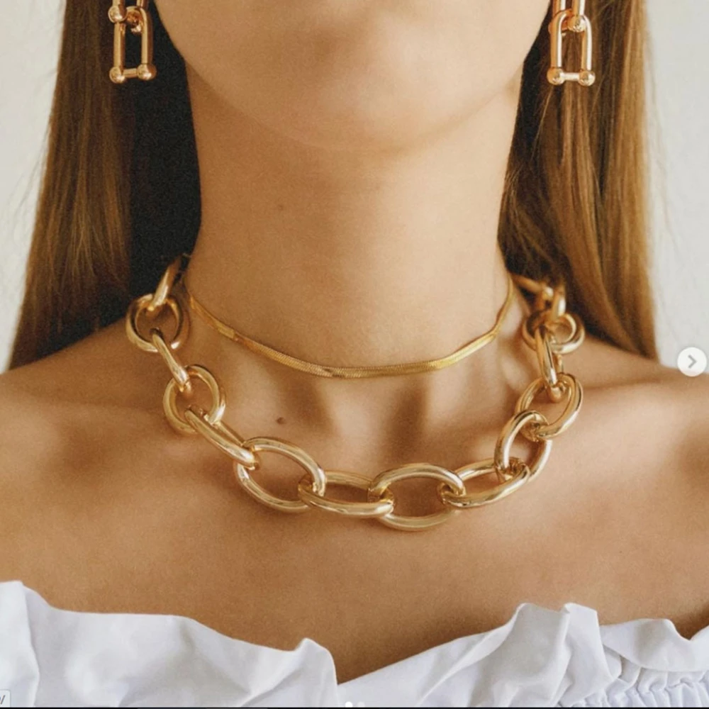 Collar de cadena de Metal Simple para mujer, cadena de serpiente de ...