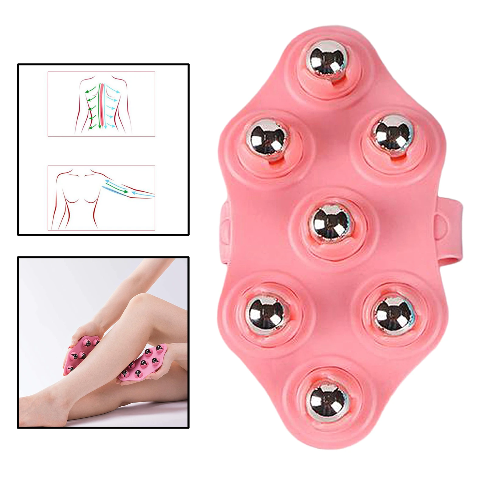 7 Ball Palm Shaped Lymphatic Hand Held Massager With Magnetic For Neck ...