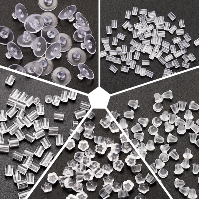 Rubber Earring Backs Silicone Round 200-2000Pcs Ear Plug Blocked Caps ...