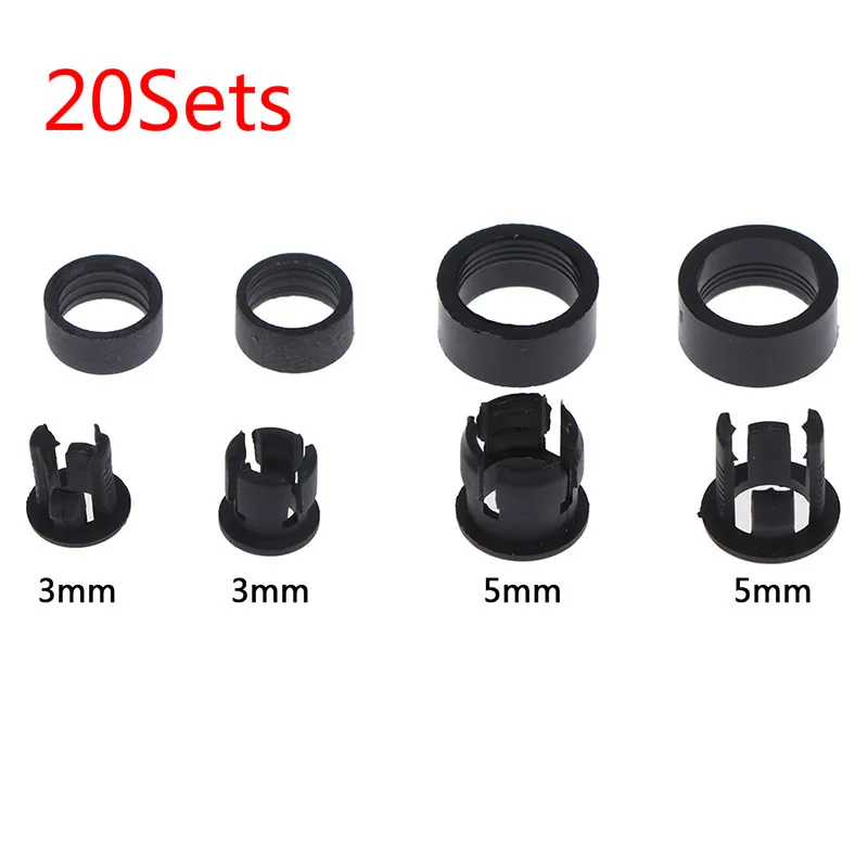 20Set 3mm/5mm Black Plastic LED Clip Holder Case Cup Bezels Mounting ...