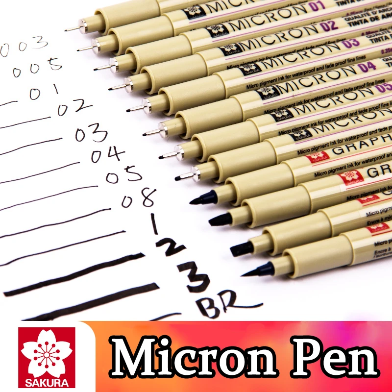 Sakura Pigma Micron Pen Set Waterproof No Leaking Smooth Black Ink ...
