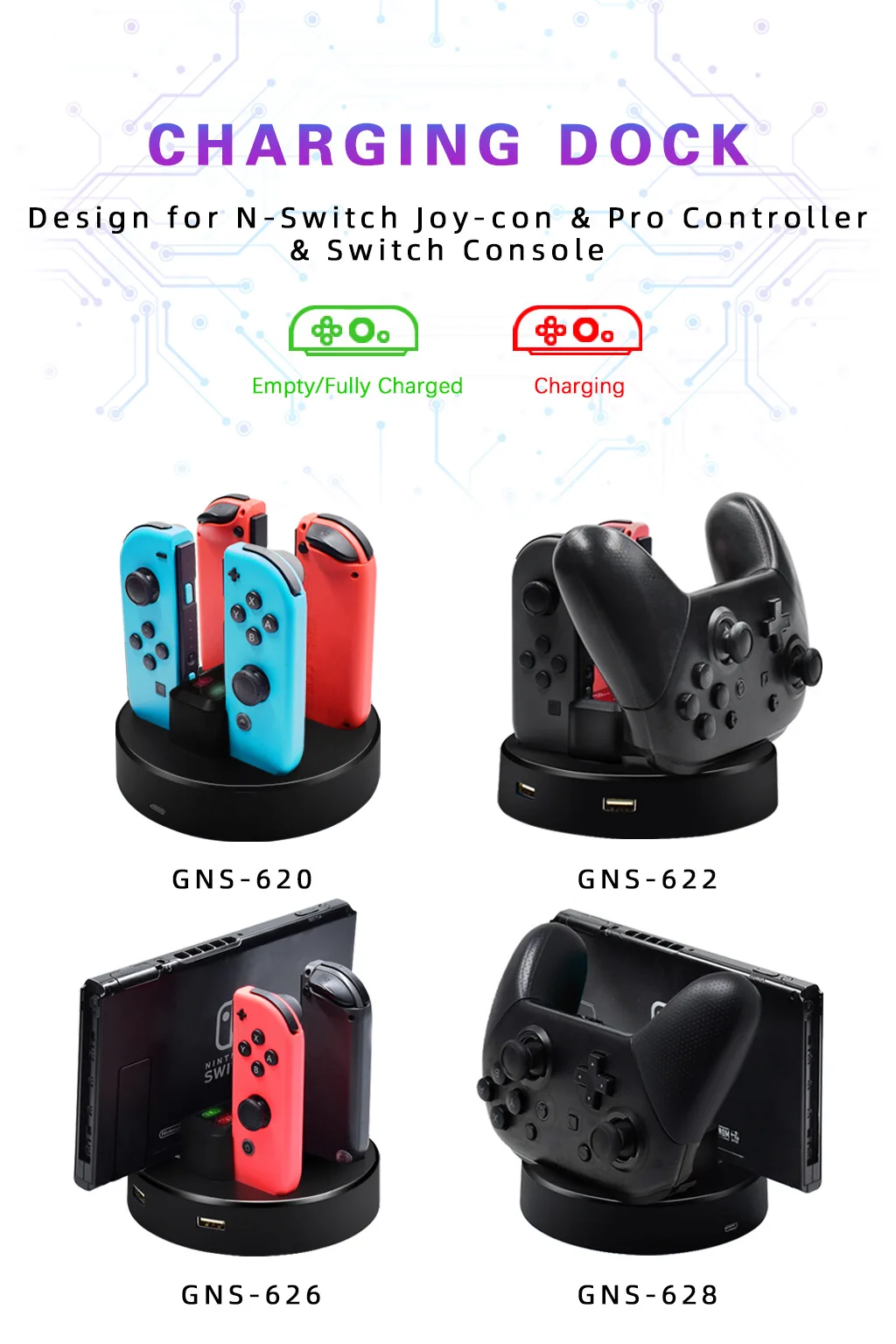GENERICO 4 en 1 nintendo switch pro joy con soporte de carga led con cable | falabella.com