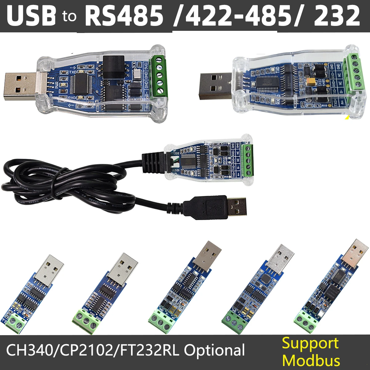 Ch340 Cp2102 Ftdi Usb Rs485 Isolated Serial Adapter Module Converter ...