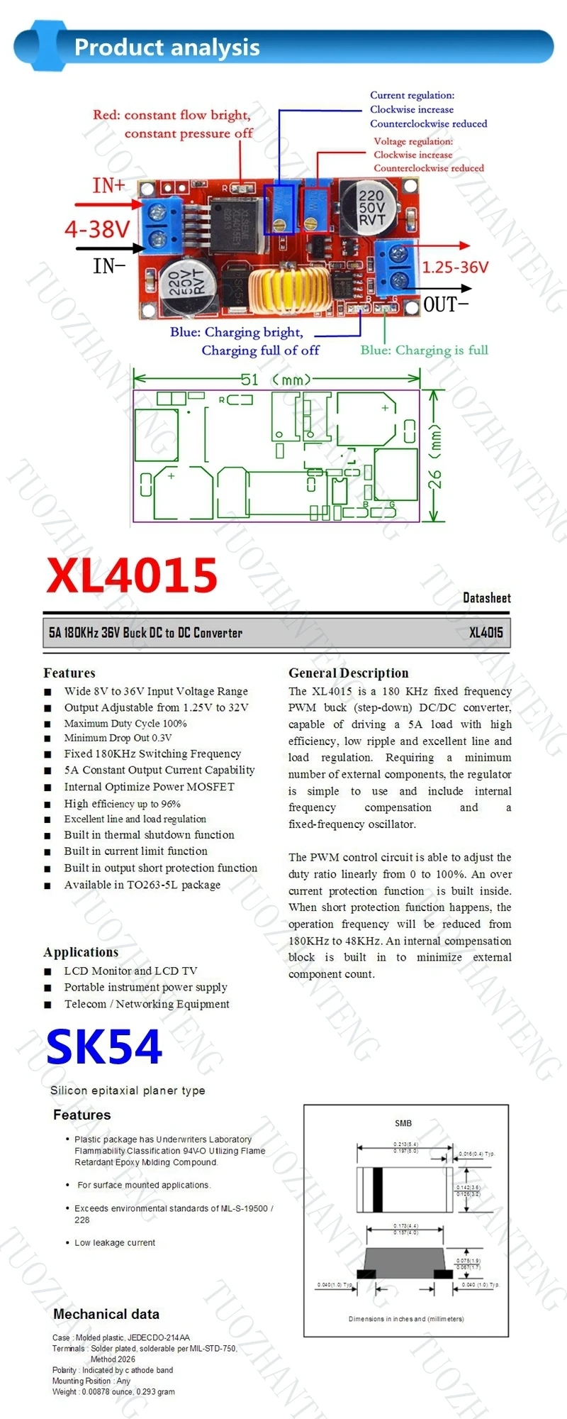 ShengYang 5A DC В DC CC CV литиевая батарея понижающая зарядная плата ...
