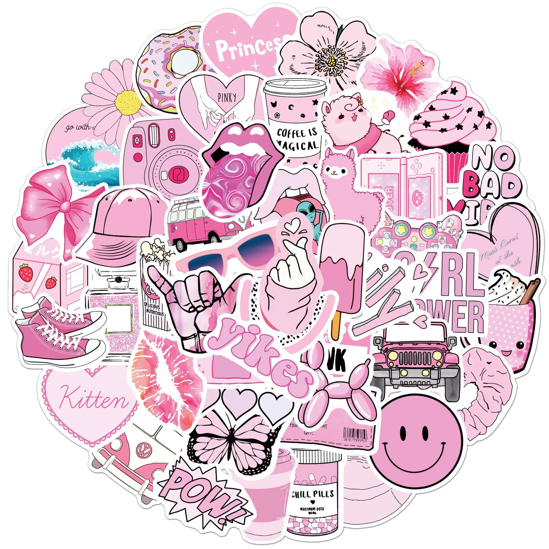 10/30/50PCS Pink VSCO Cute Girl Stickers Aesthetic Skateboard Laptop ...