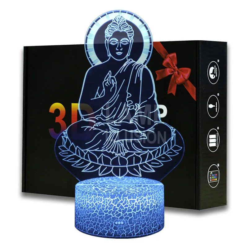 Buddhism Night Lights Buddha Model Touching LED Lamp Room Decoration ...