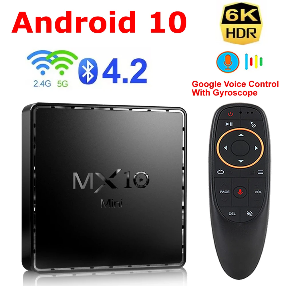 MX10 Mini Smart TV Box Android 10 4G 64GB 2.4G&5G Dual WIFI BT4.2 6K ...