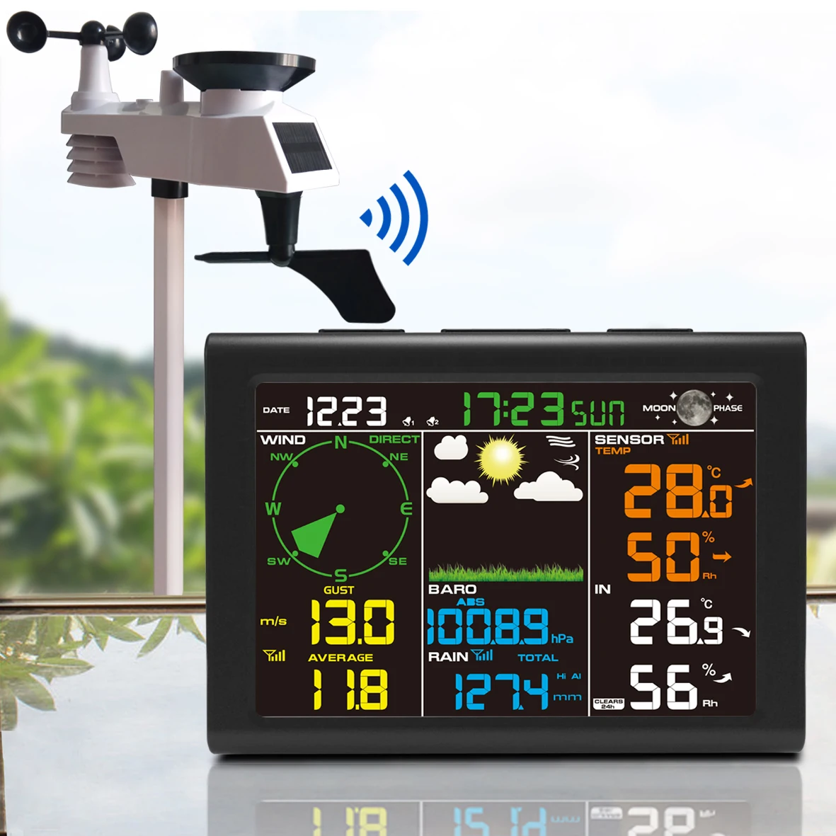 WiFi Weather Station Internet Wireless with Outdoor Sensor Rain Gauge ...