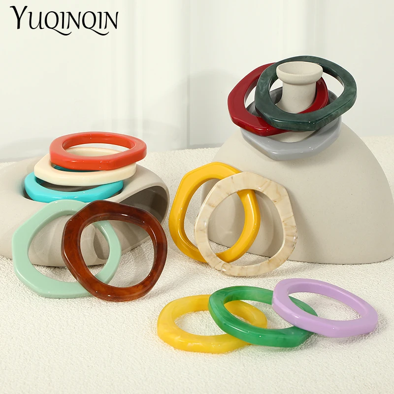 Multicolor Colorful Acrylic Fashion Bangles for Women Girl Geometric ...