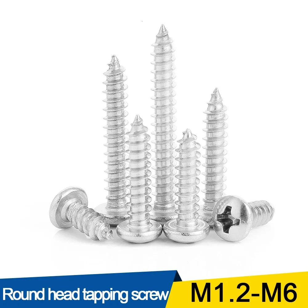 10/55pcs Cross Recessed Round Head Tapping Screw M1.2 M1.4 M1.7 M2 M2.3 ...