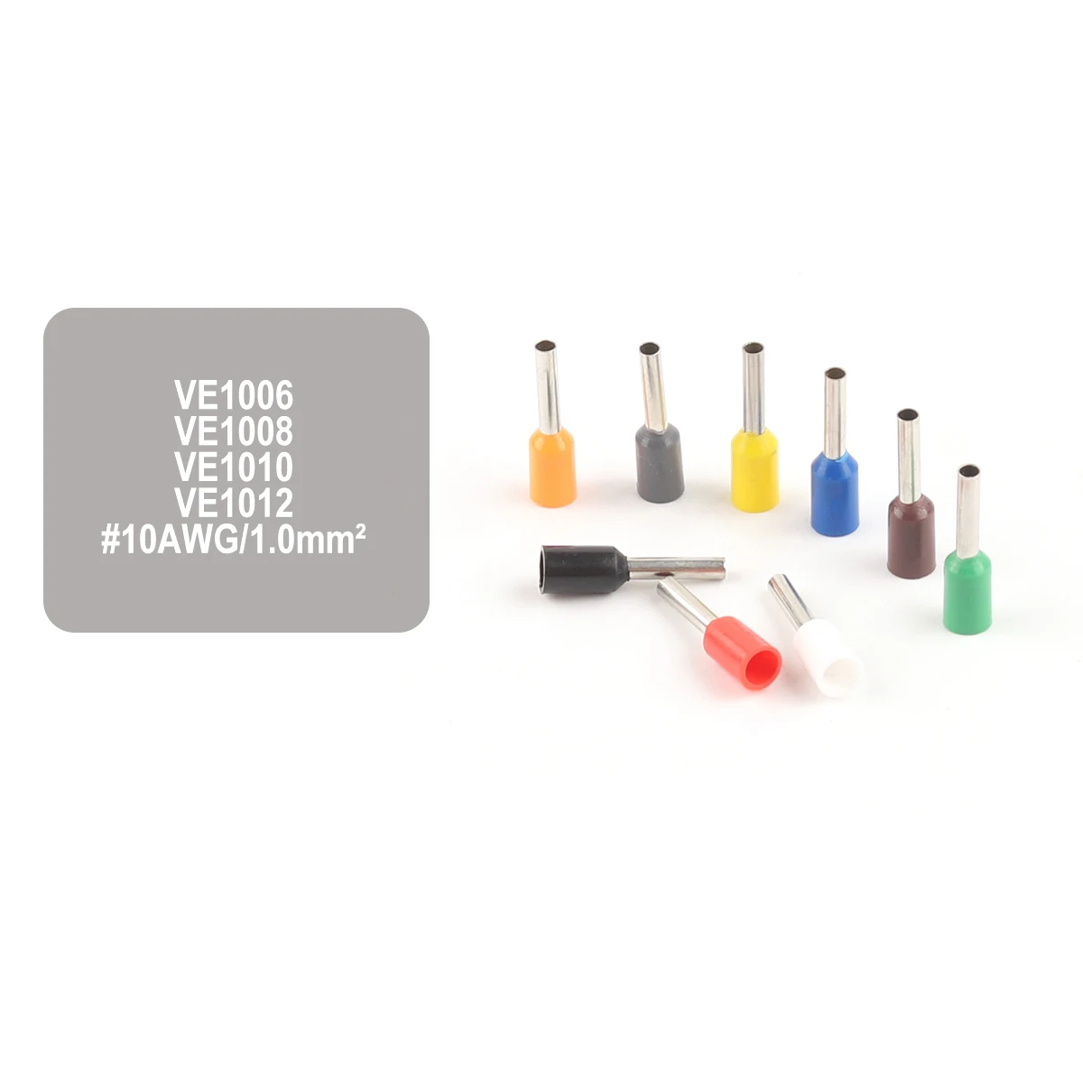 100PCS VE TUBE Insulated Crimping terminals E1006 E1008 E1010 E1012 ...
