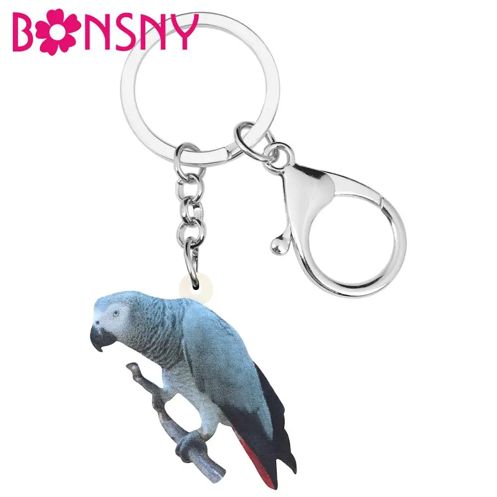 Bonsny-Acrylic-Gray-Parrot-Key-Chains-Bird-Key-Rings-Handbag-Car-Wallet ...