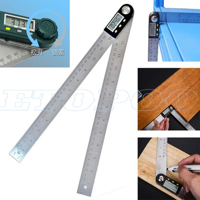 0 200mm 0 300mm Digital Angle Finder Meter 0 360 Degree Stainless Steel ...