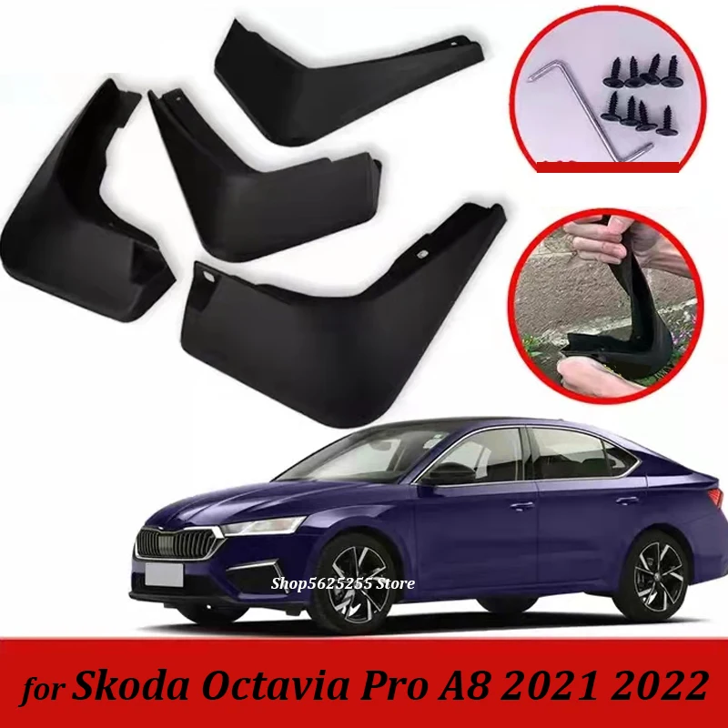 Car Mud Flaps Fender For Skoda Octavia Pro A8 2021 2022 Front Rear ...