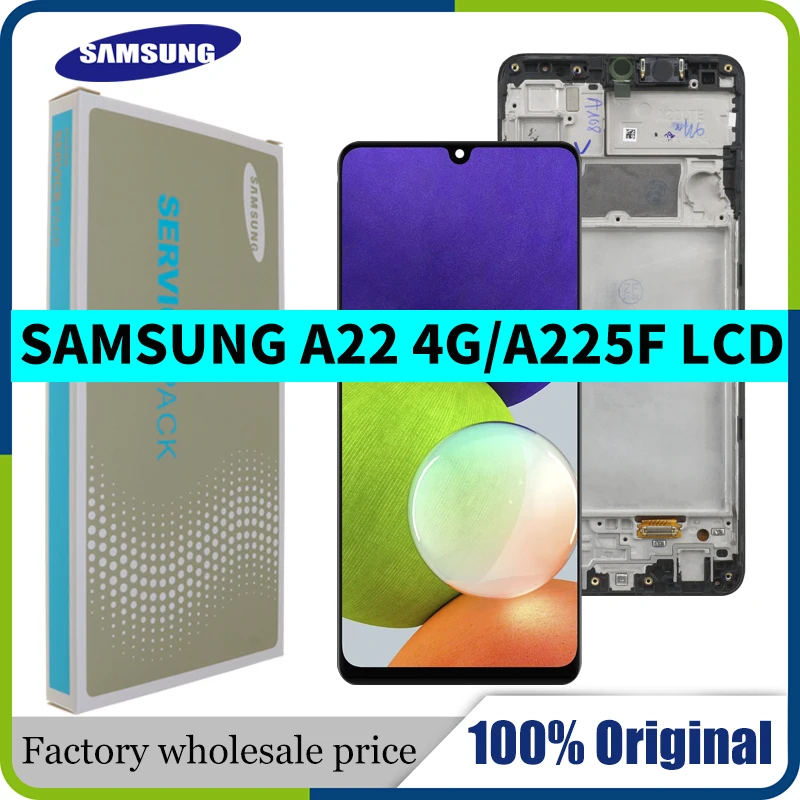 6.4 "새로운 오리지널 아몰레드 삼성 갤럭시 A22 4G A225F A225F/DS A225M LCD 디스플레이, 터치 스크린 ...