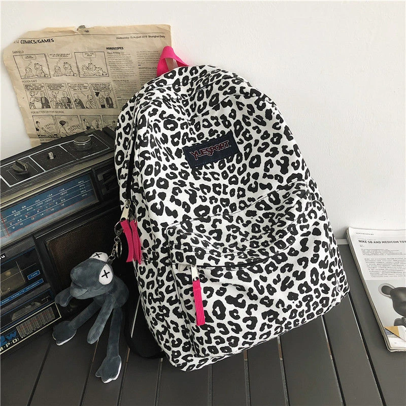 Ins Leopard Print Backpack Women Funny Animal Design School Bags For ...