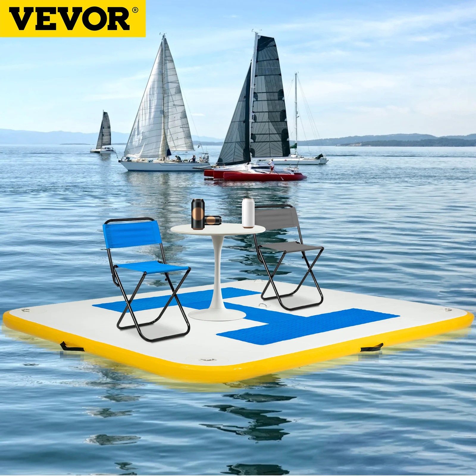 VEVOR Inflatable Floating Platform Large Dock Swim Platform With ...