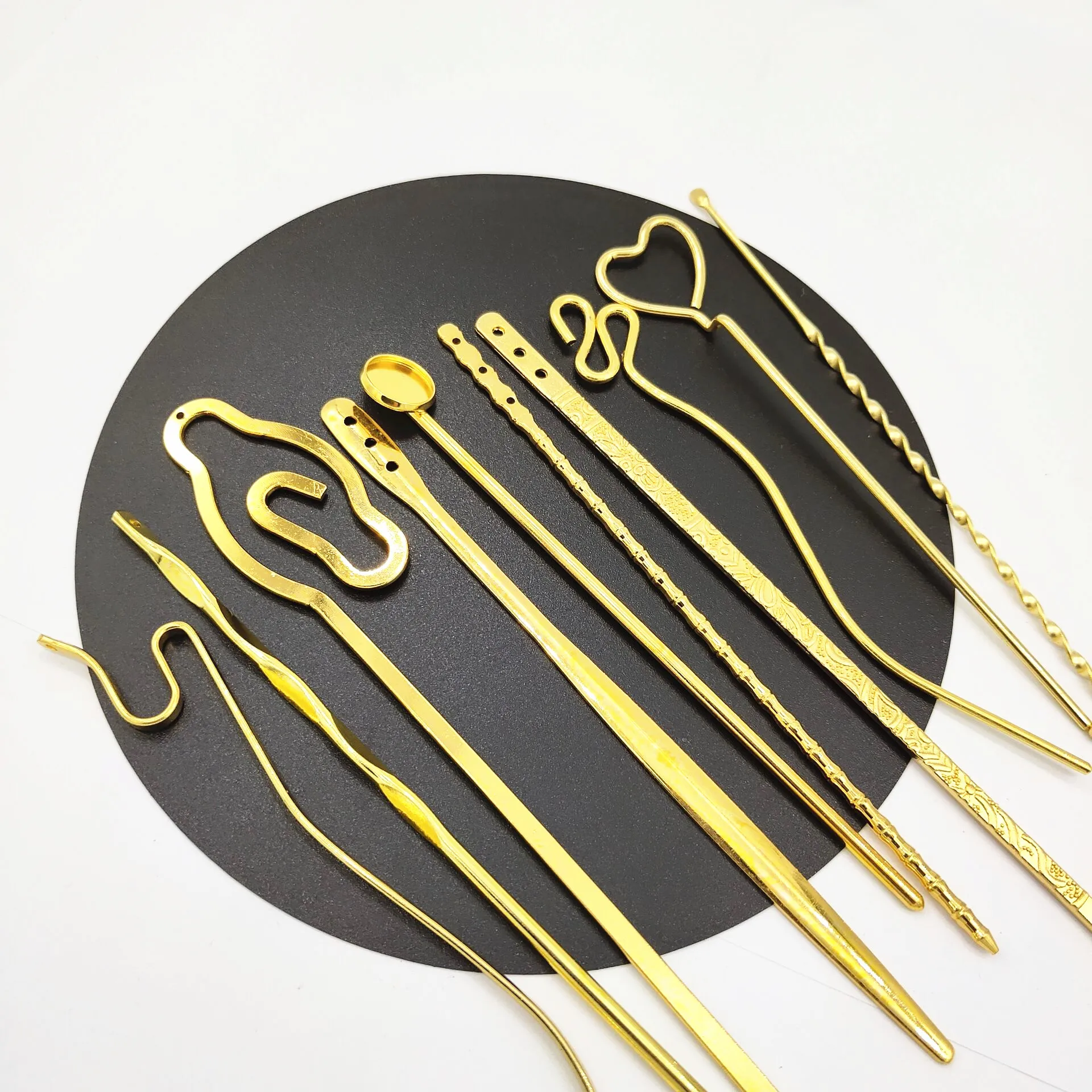 2-PCS-Gold-Plated-Hairpin-Needle-Alloy-Hair-Sticks-Settings-DIY-Hair ...
