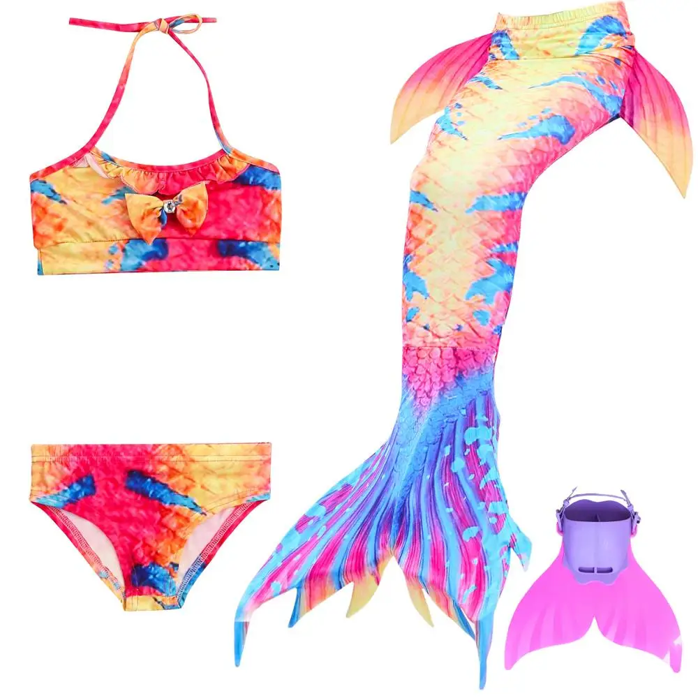4 piece/Mermaid Bikinis Set Children Tails With Monofin Fin Girls Kids ...