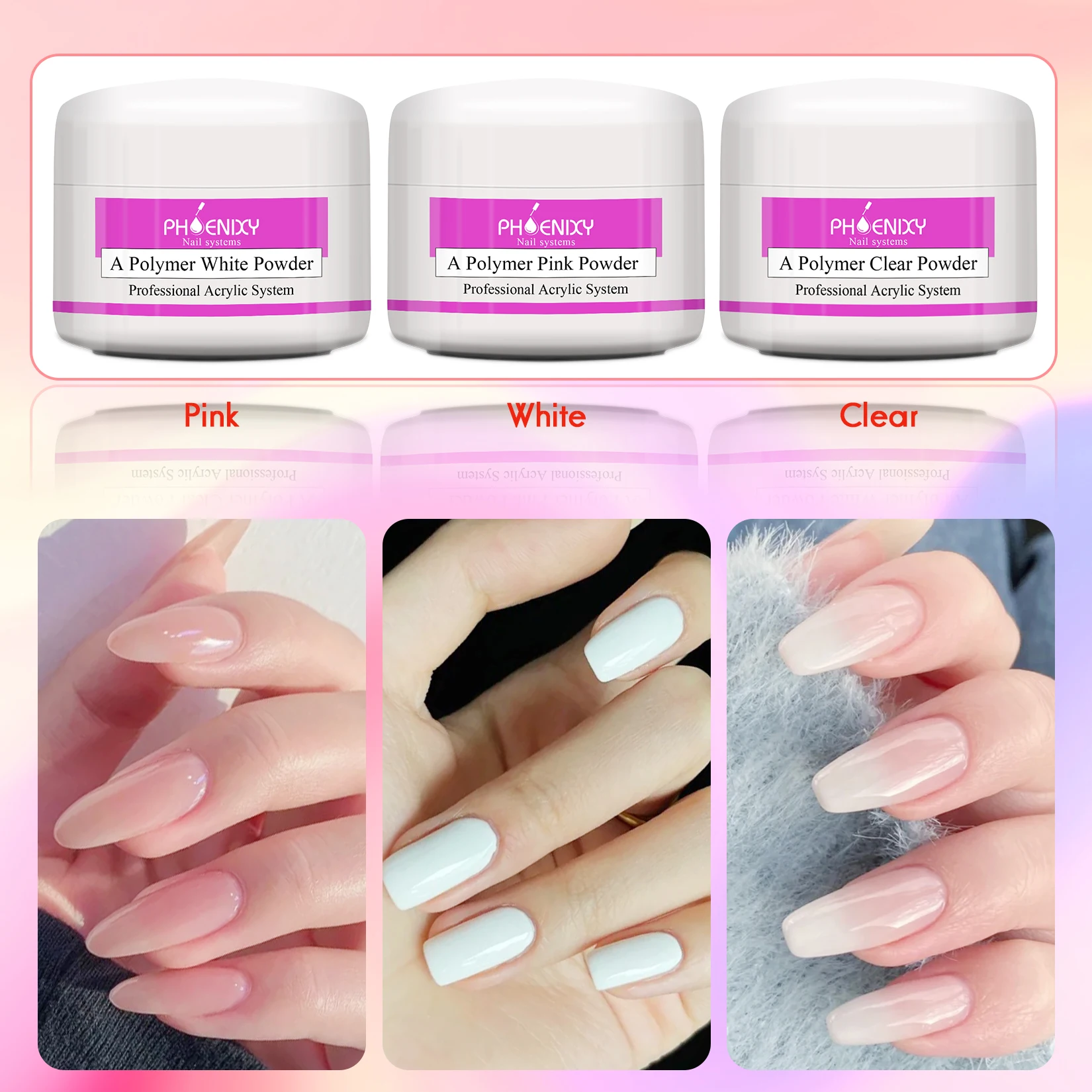 Ensemble d'ongles en acrylique de couleurF Kit complet d'ongles en ...