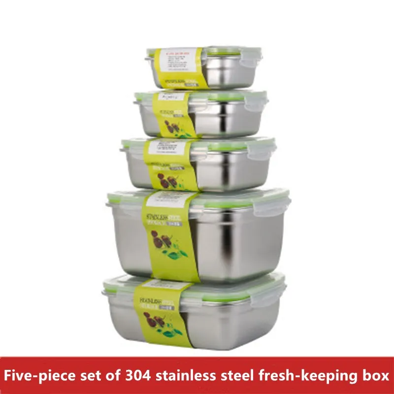 304-Stainless-Steel-Lunch-Box-Fresh-keeping-Box-Korean-Rectangular ...