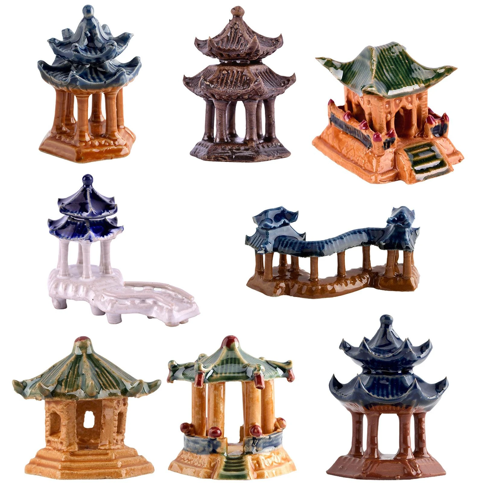 Ceramic Simulated Pavilion Model Figurine Miniatures Diy Bonsai ...