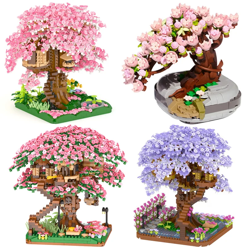 Mini Sakura Tree House Build Block City Street View Cherry Blossom ...