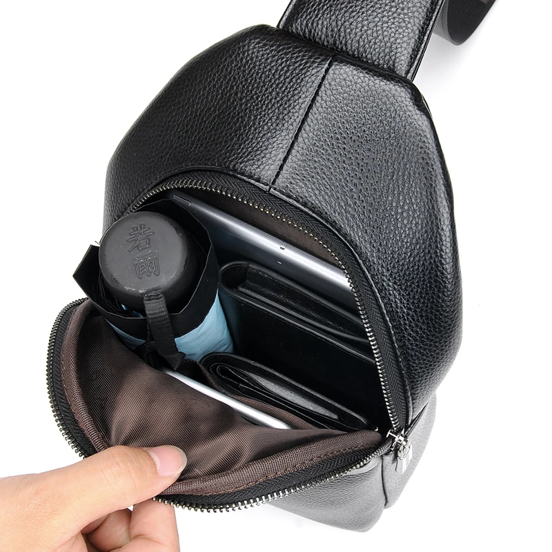 Fashion Man Sling Bag Men Chest Pack Messenger Bag Men Leather Shoulder ...