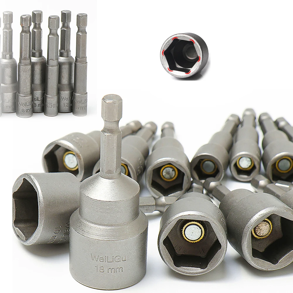 1-4-Power-Impact-Drill-Bits-CRV-Hex-Nut-Driver-Socket-Magnetic-Wrench ...