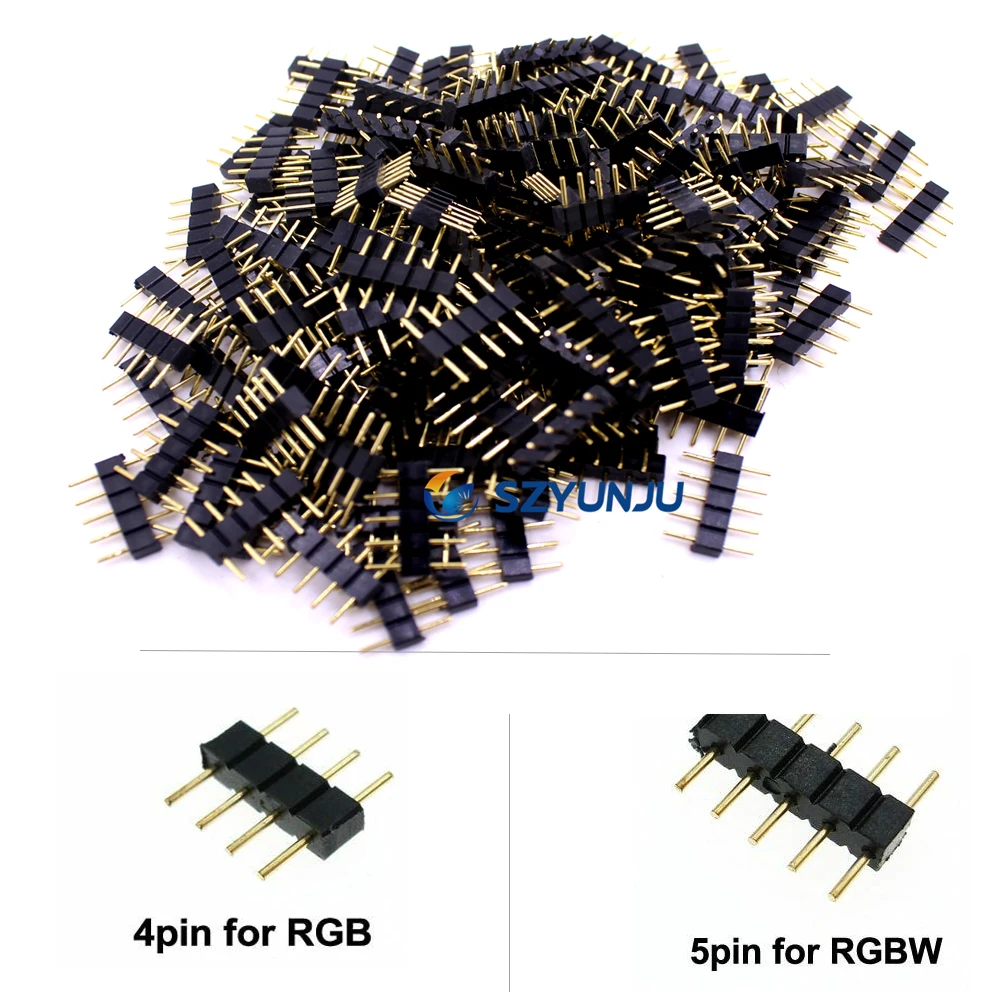 4pin RGB / 5pin RGBW Plug Male Connector For RGB/RGBW Female connector ...