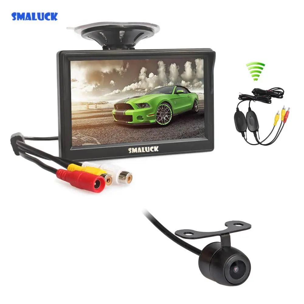 SMALUCK Wireless 5" LCD Display Car Reverse Rearview Monitor + Car ...