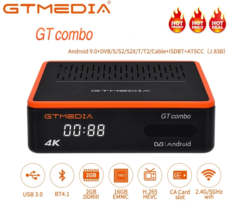 The New GTMEDIA GT Combo 4K 8K Android 9.0 Smart TV Box DVB S2 T2 ...