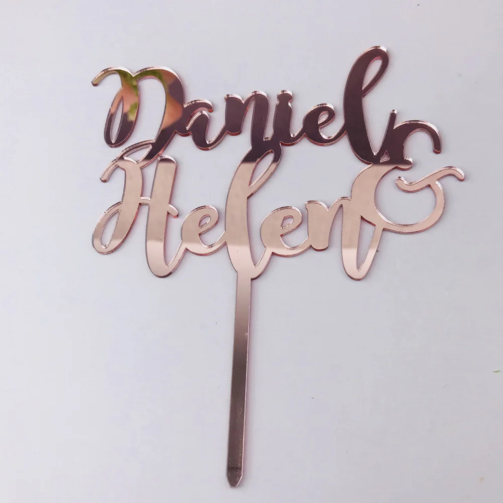 Topper de pastel de boda personalizado de oro rosa, topper de pastel ...