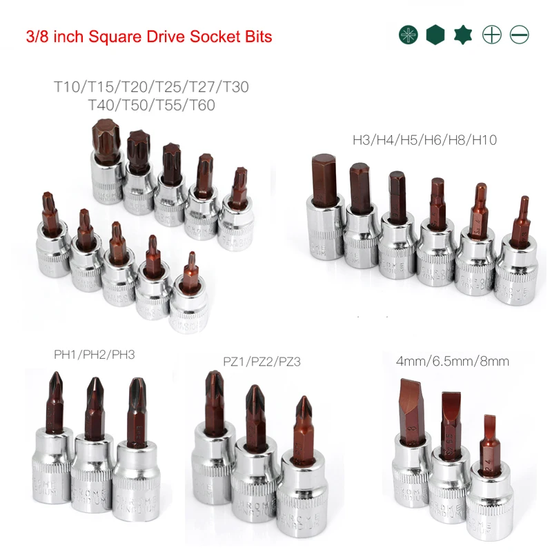 1Pcs-3-8-inch-Square-Drive-Socket-Bits-Hex-Torx-Phillips-Slotted-Pozi ...