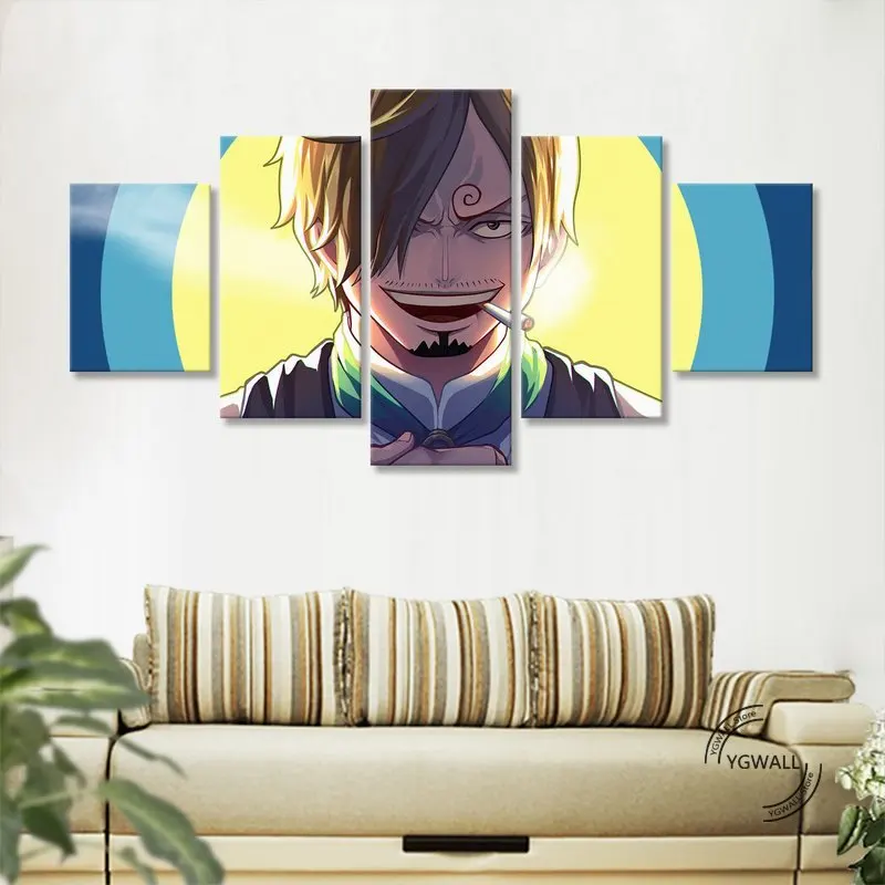 Tek-par-a-sar-n-sigara-Sanji-duvar-sanat-tuval-resimleri-5-adet-Anime ...