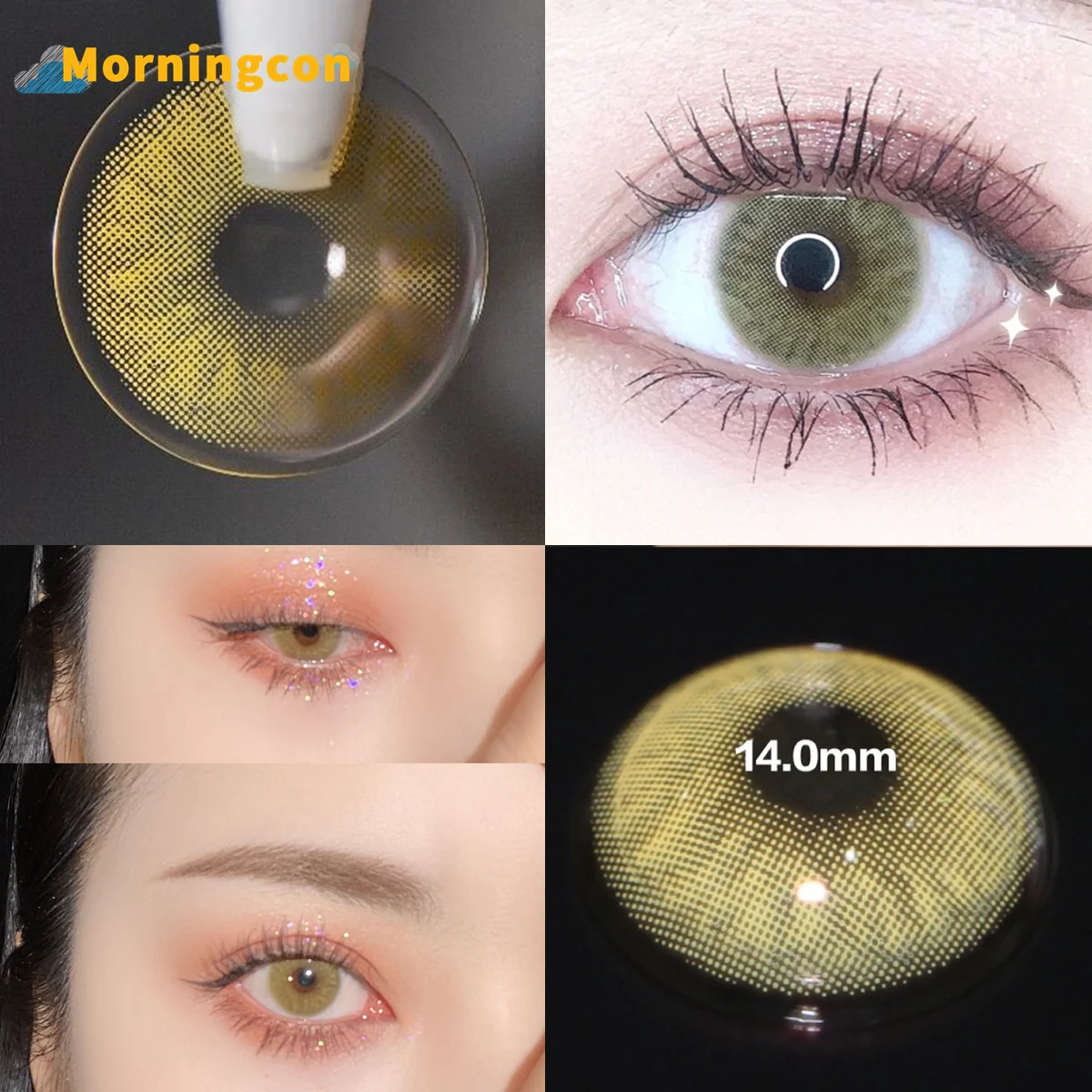 Morningcon Wine Yellow Myopia Prescription Soft Colored Contacts Lenses For Eyes Small Beauty ...