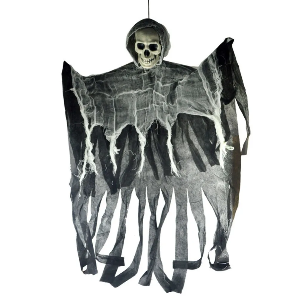 100cm High Creepy Cloak Skeleton Face Halloween Hanging Death Supplies