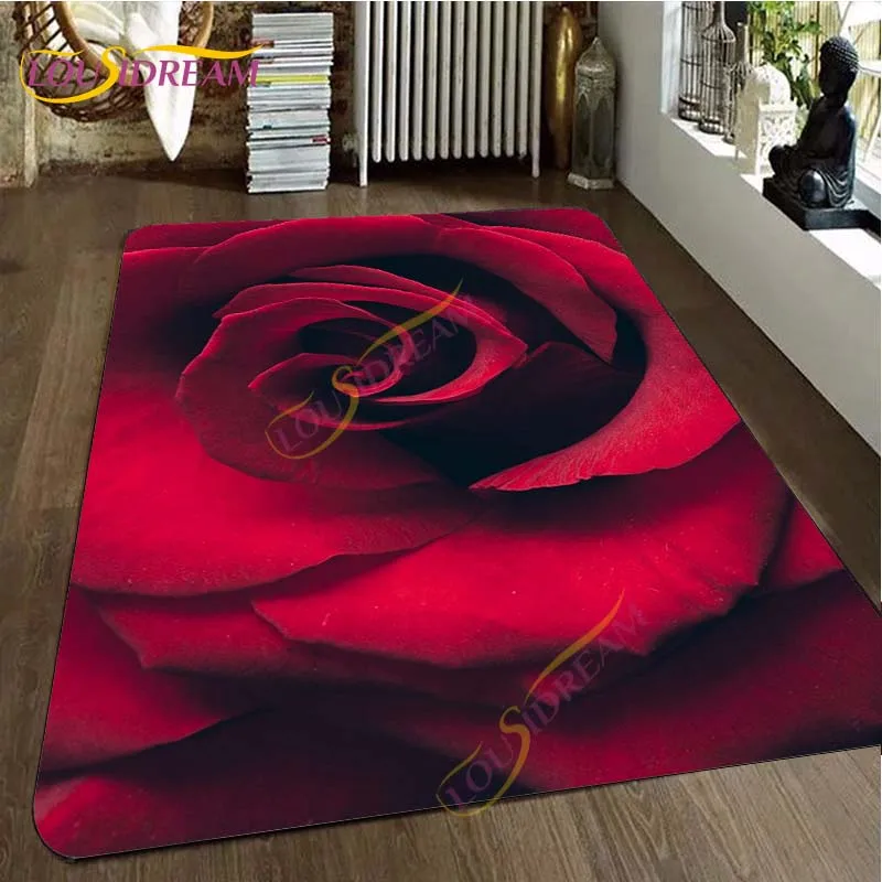 Red-Rose-Flower-Mat-Valentine-s-Day-Floor-Mats-Area-Rugs-Rose-Pattern ...