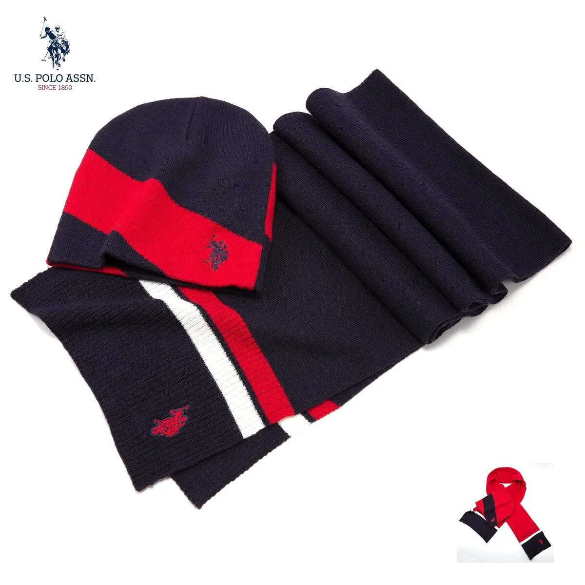 Us-Polo-Assn-Autumn-And-Winter-Men-And-Women-s-Hats-And-Scarves-Set ...