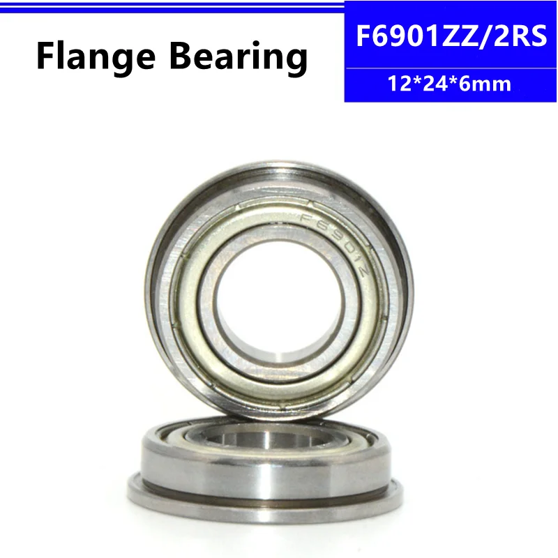 50pcs/100pcs F6901zz F6901-2rs 12*24*6mm Flange Deep Groove Ball ...