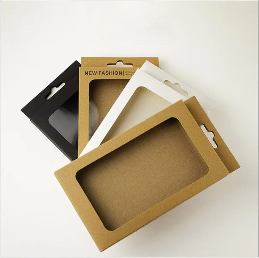 50pcs-Phone-Case-Packaging-Box-Kraft-Paper-Phone-Box-Black-Window ...