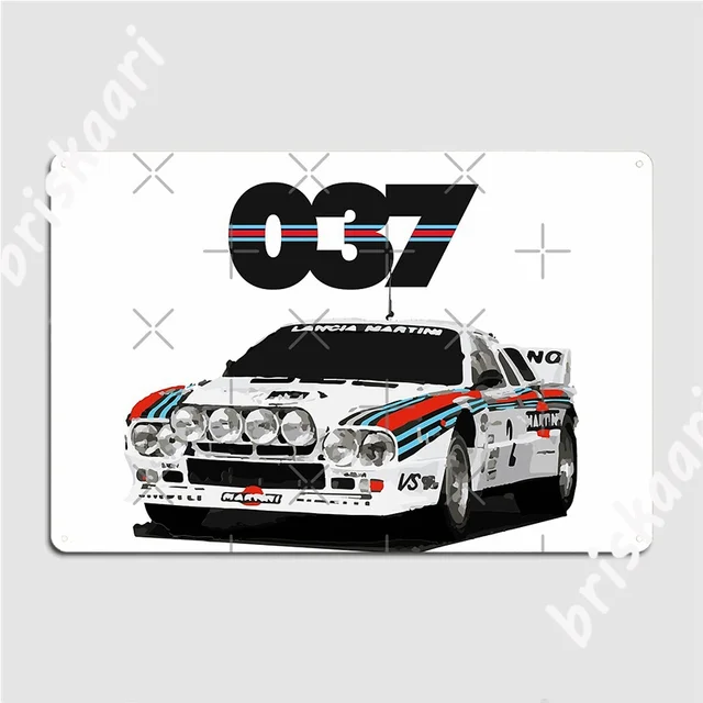 Lancia Rally 037 Race Car Poster Metal Plaque Wall Decor Bar Cave ...